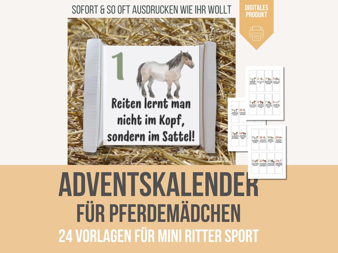 Mini Ritter Sport Advent Calendar With Horse Motifs & Equestrian ...