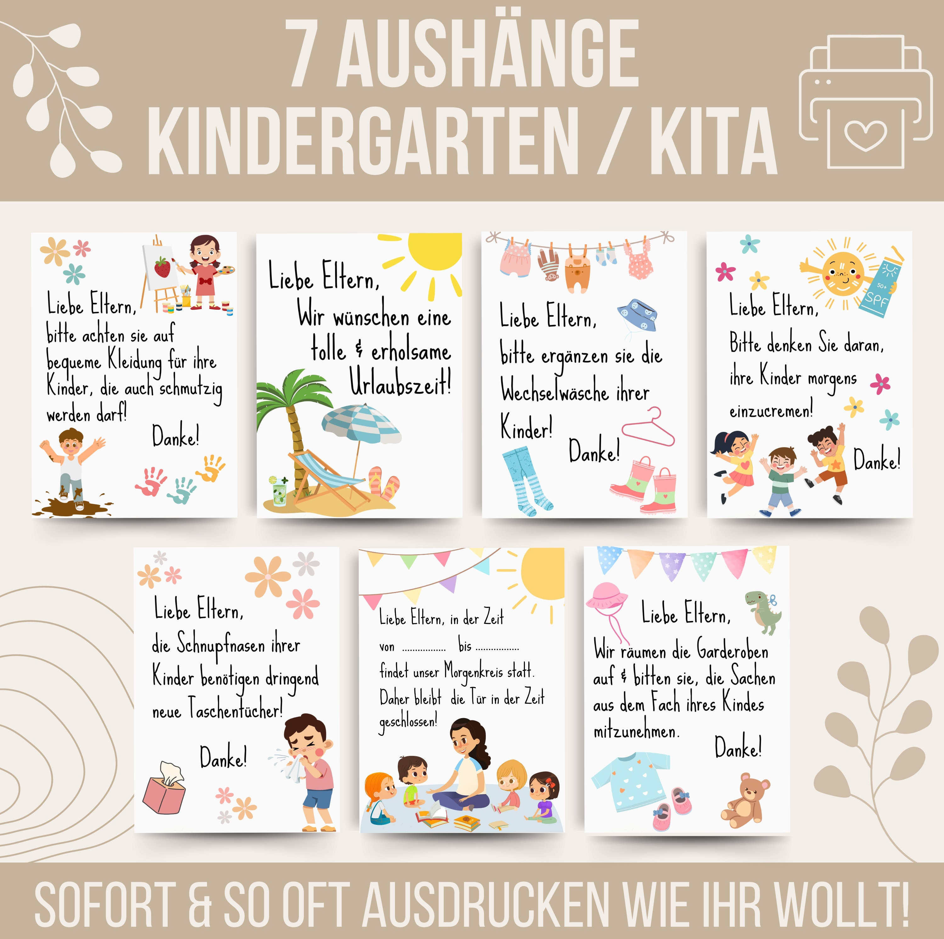 7 Kindergarten Notices Templates Information Board for Daycare Centers ...
