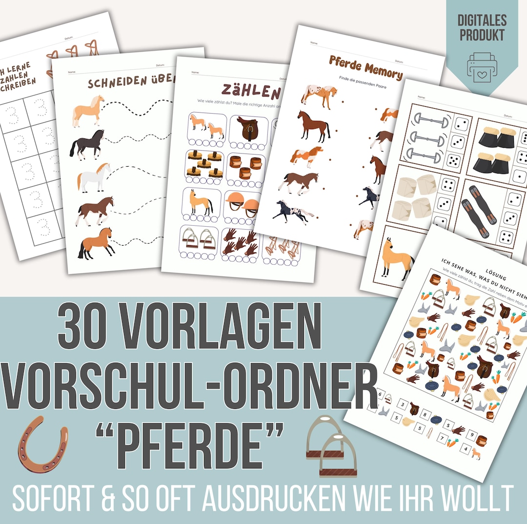 30 Preschool Folders Horses | Learn to Count | Learning Sheets ...