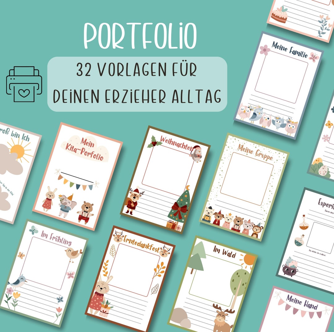 32 Portfolio Vorlagen für Kindergarten Vorlagen Portfolio Ordner Kita ...