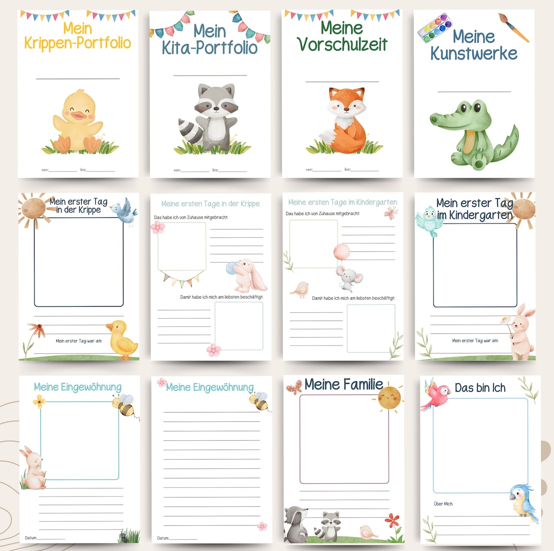 80 Kindergarten Portfolio Vorlagen Tiere Krippe Portfolio Vorlagen Kita Portfolio Vorlagen ...