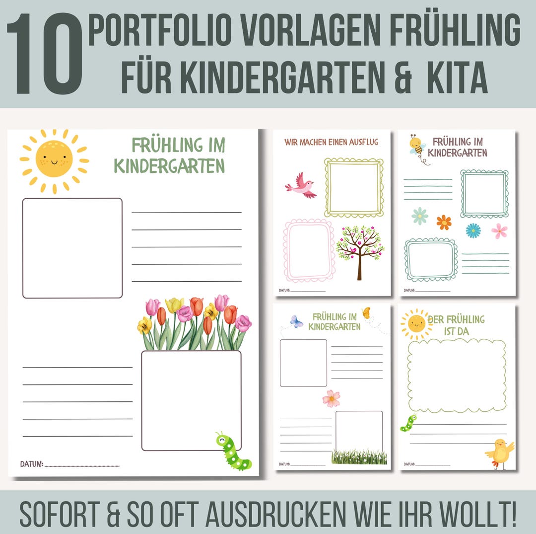 10 Kindergarten Portfolio Templates Spring Nursery Portfolio Templates ...