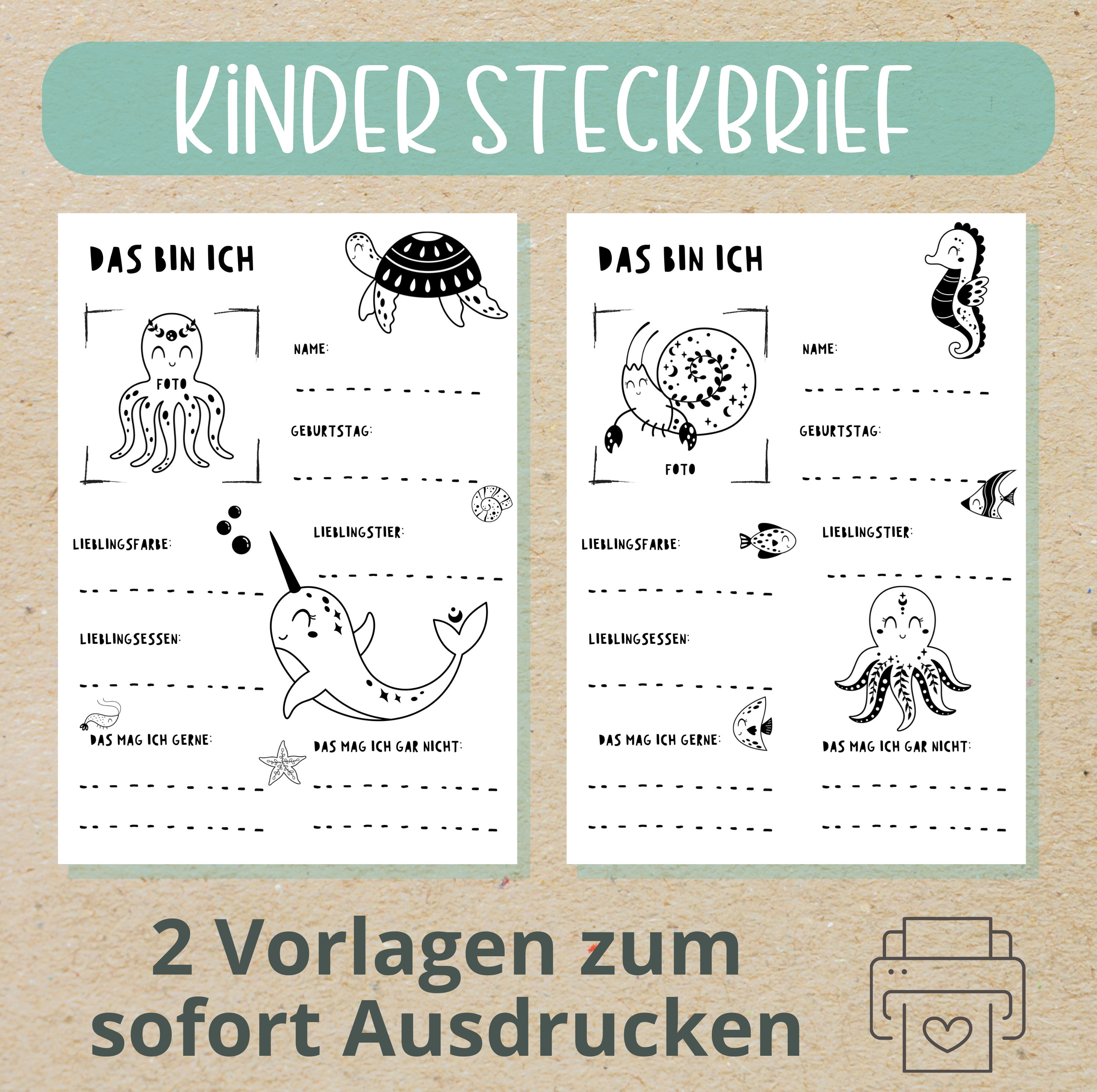 2 Steckbriefe Kindergarten | Das bin ich Steckbriefe Kita Vorlagen ...