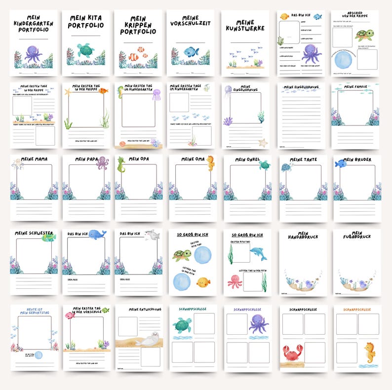 56 Kindergarten Portfolio Templates Ocean | Nursery Portfolio Templates ...
