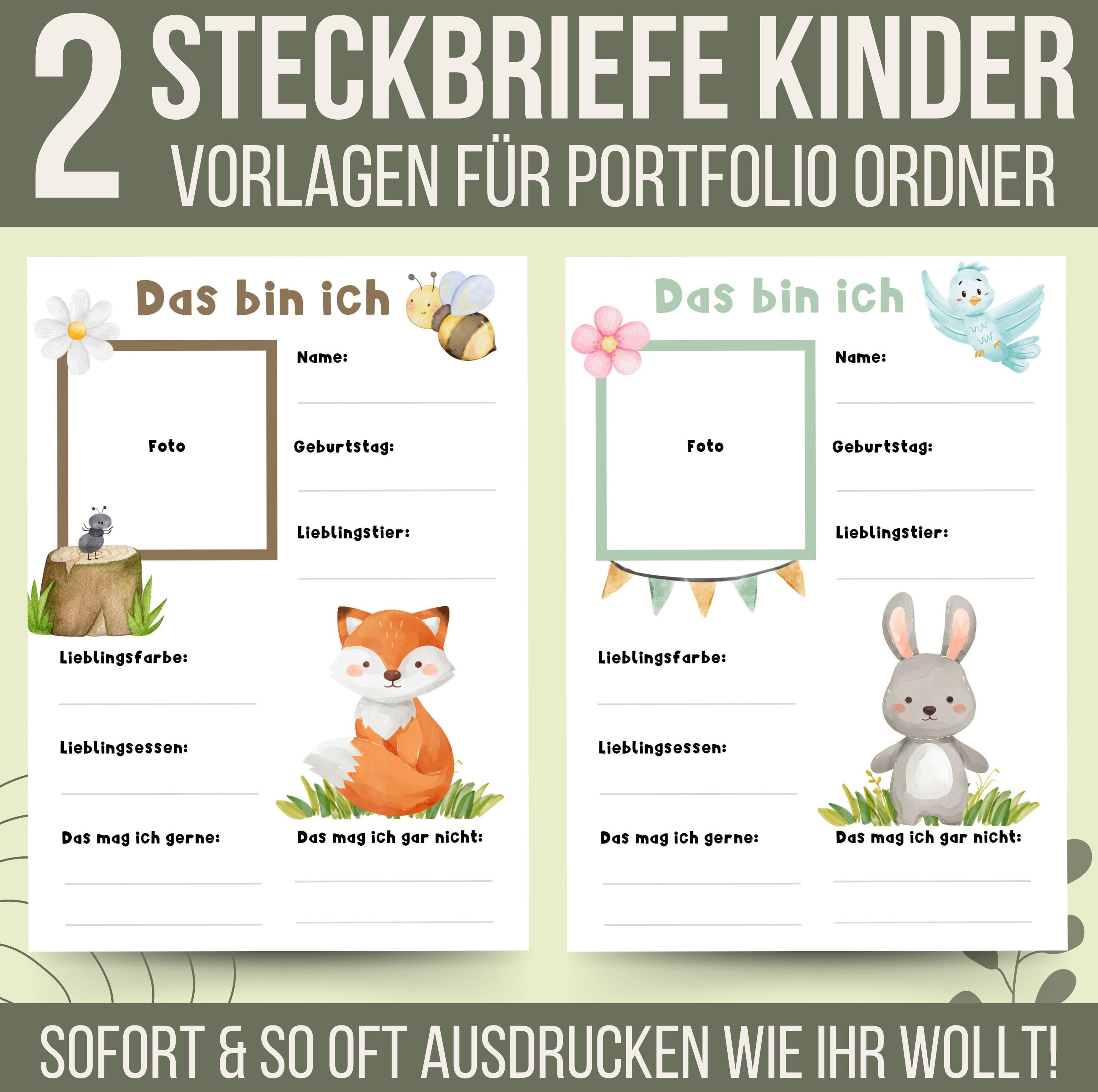 2 Kindergarten Profiles | Kindergarten Template | Daycare Printouts ...