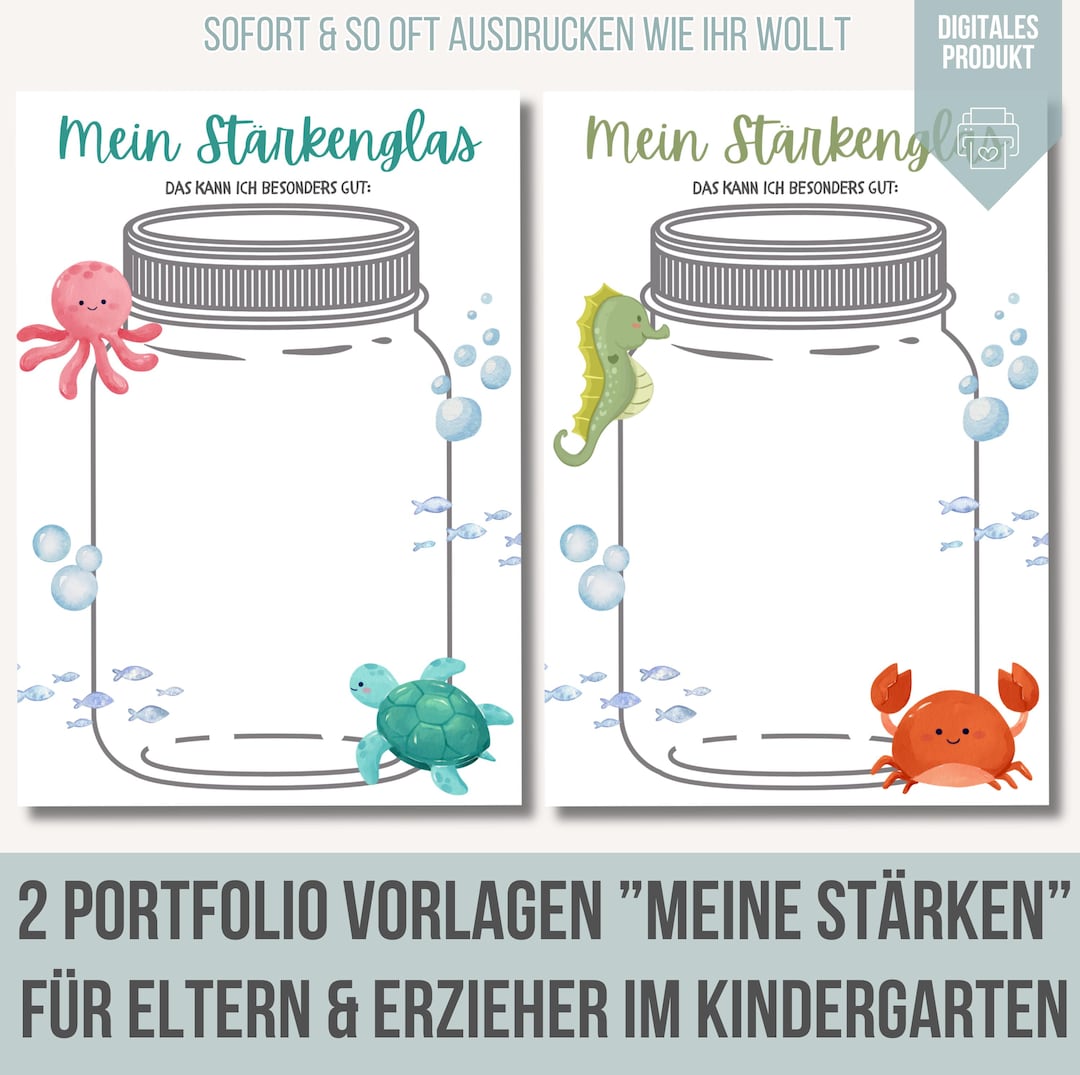 2 Kindergarten Portfolio Templates | My Strengths Glass | Kindergarten ...