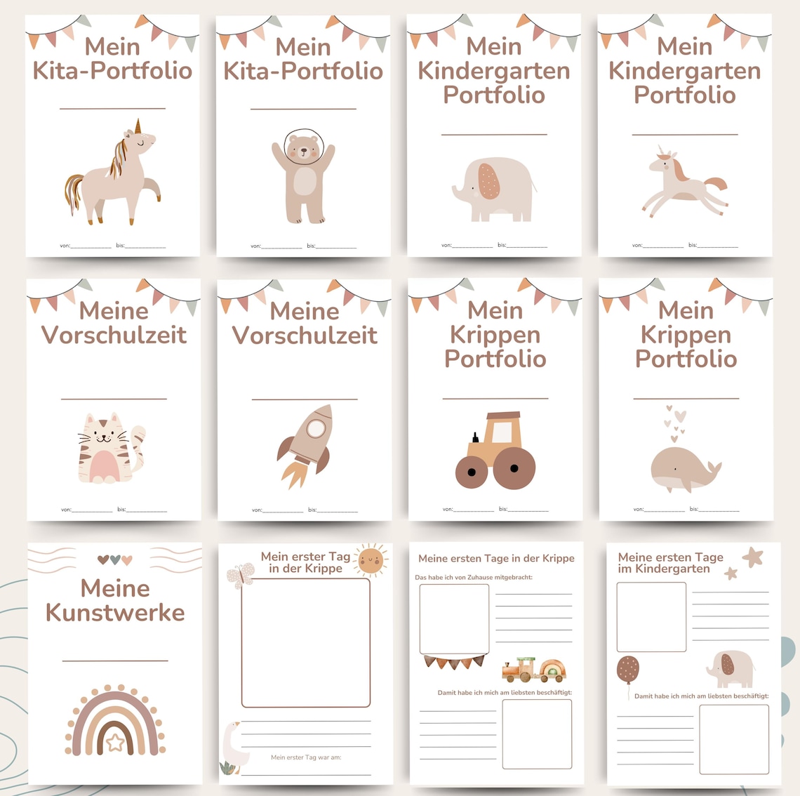 55 Kindergarten Portfolio Templates Boho | Nursery Portfolio Templates ...