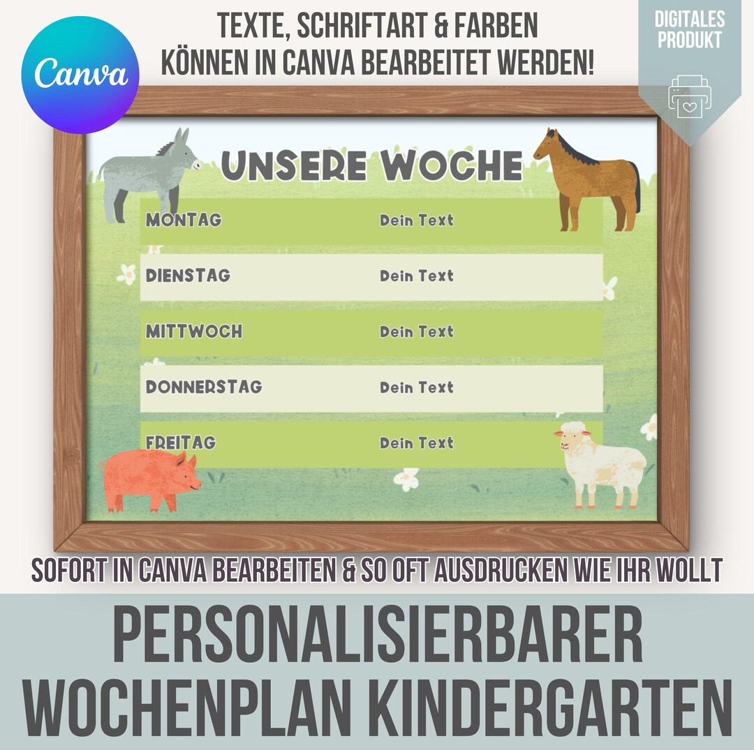 Customizable Kindergarten Weekly Schedule CANVA Template | Educator ...