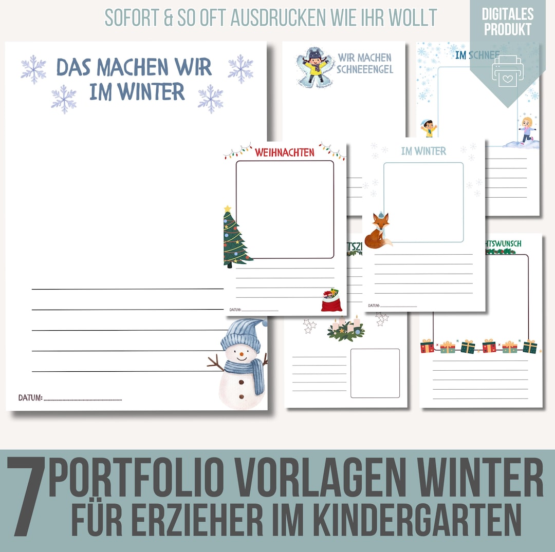 7 Kindergarten Portfolio Vorlagen Weihnachten | Krippe Portfolio ...