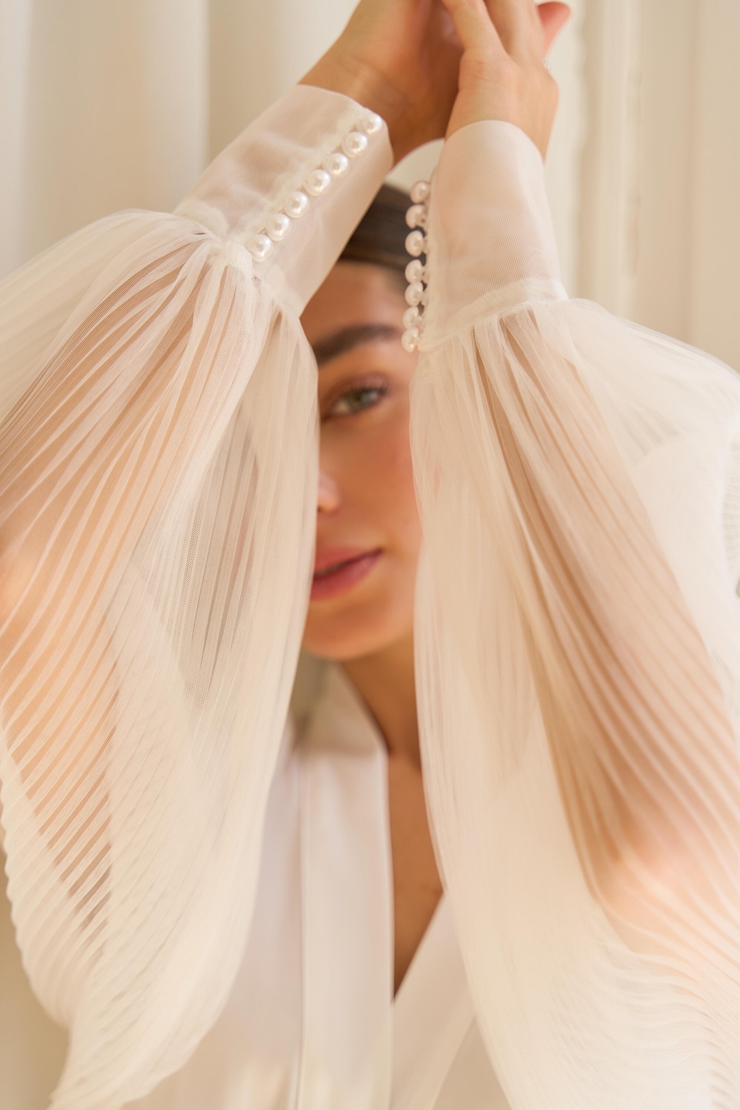 Long Wedding Robe, Bridal Robe Long With Chiffon Sleeves, Satin Bridal ...