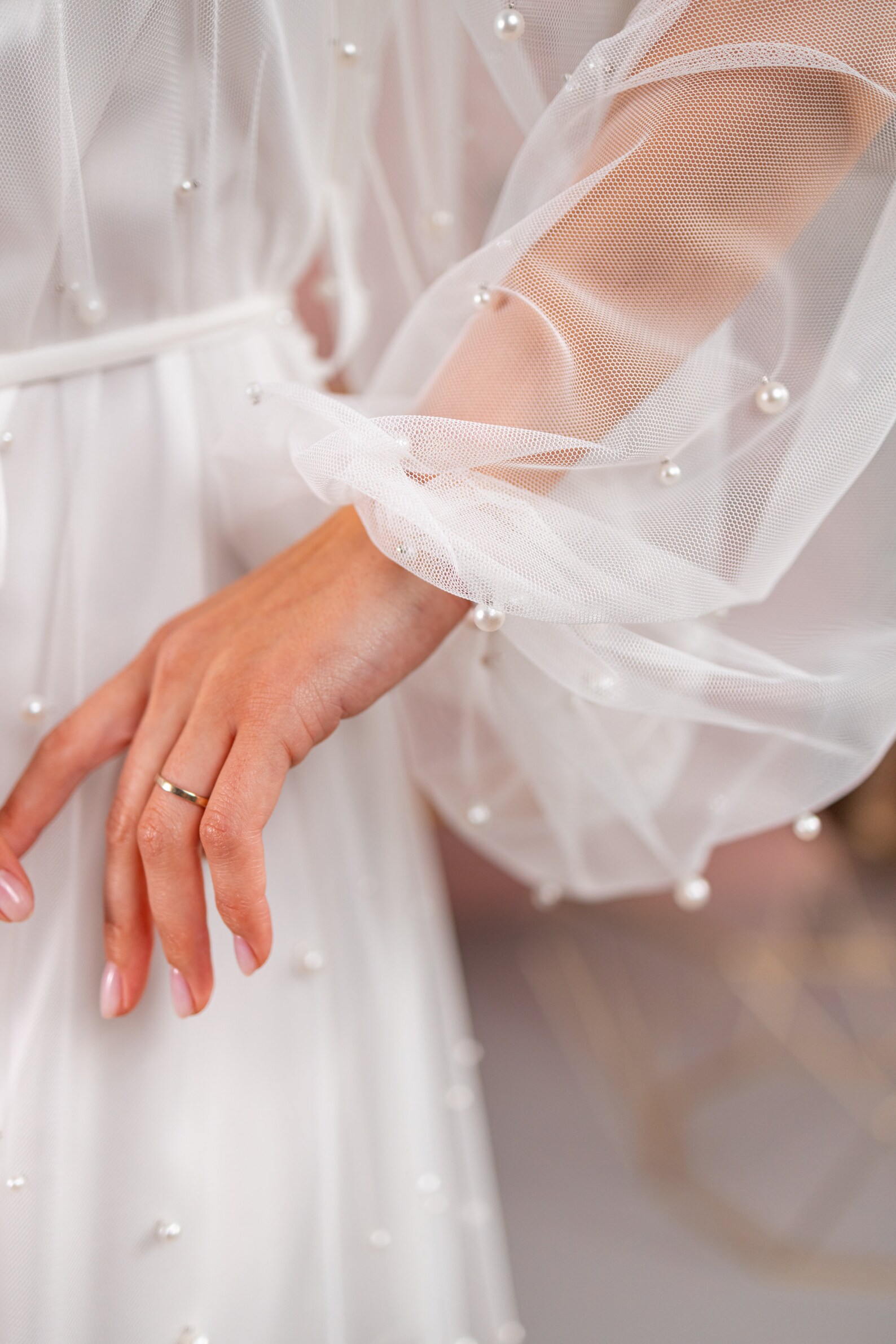 White Lace Bridal Robe Tulle Robe Luxe Pearl Robe Maternity - Etsy