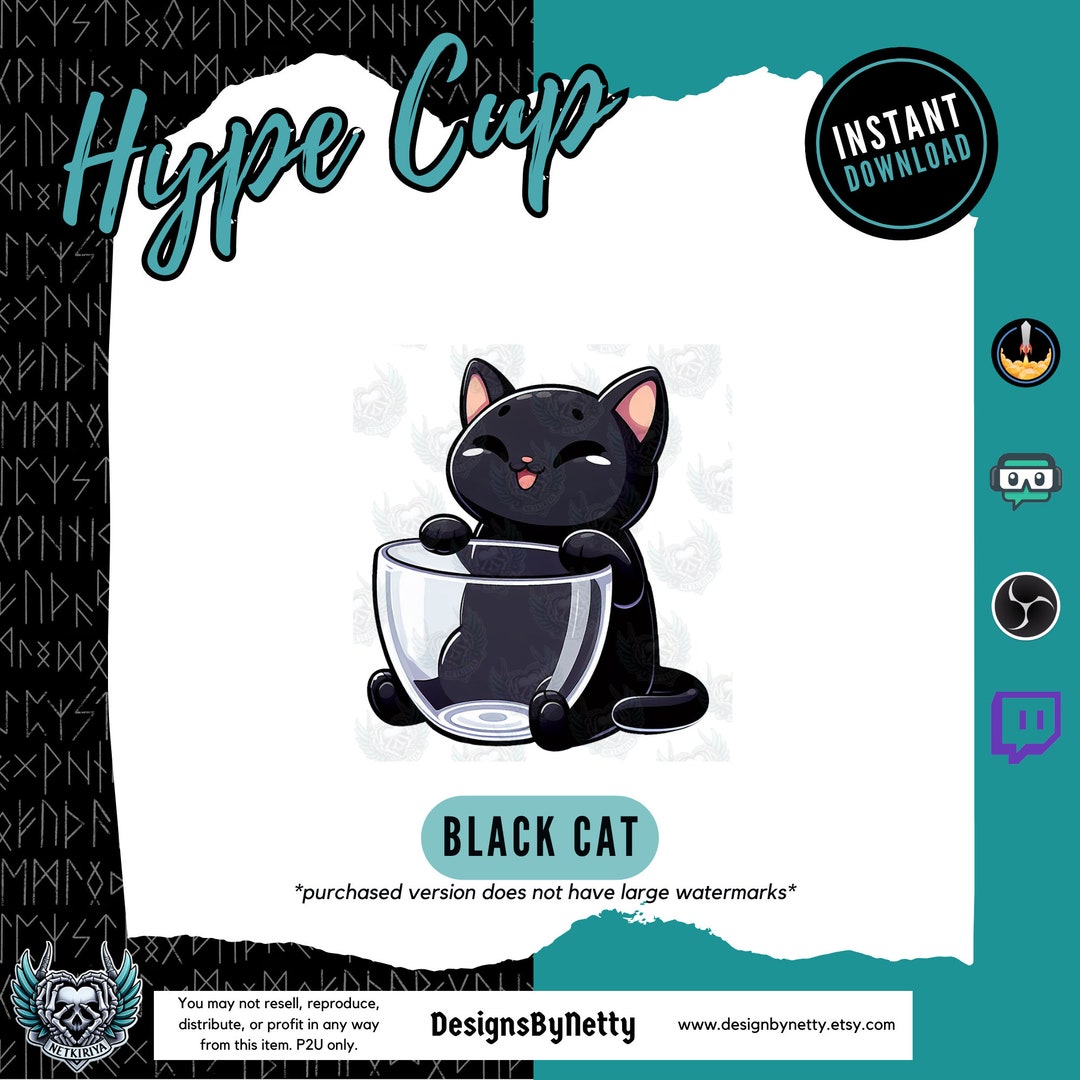 Cute Black Cat Hype Cup Twitch Bit Cup Stream Decorations Cat Bit Cup ...