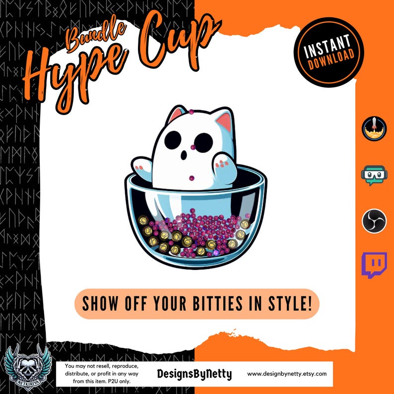 Ghost Cat Twitch Bit Cup: Halloween Stream Decoration (digital Download ...