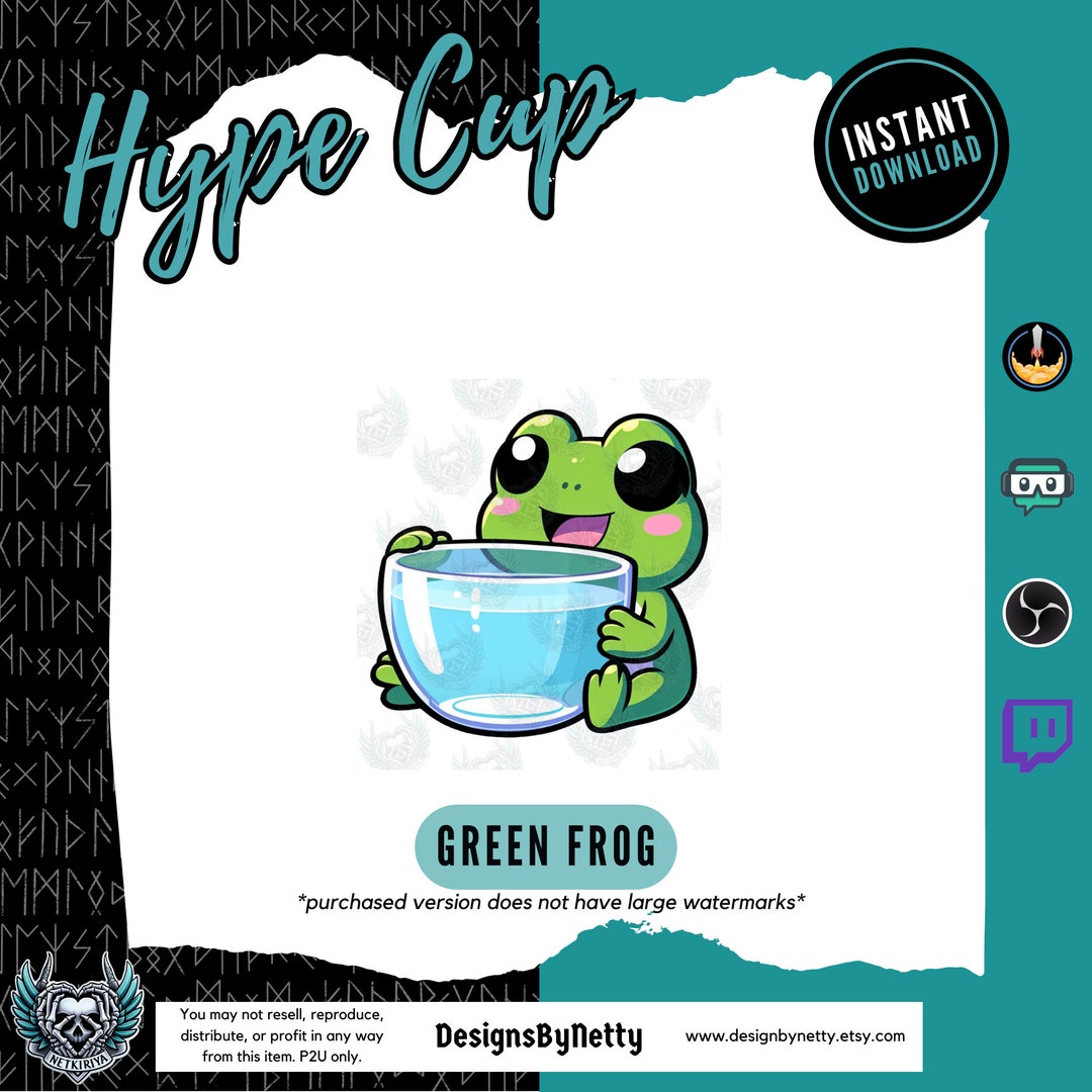 Cute Green Frog Hype Cup | Twitch Bit Cup | Stream Decorations | Frog ...