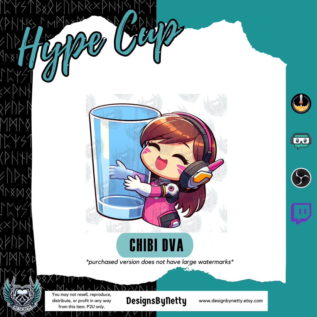 Cute Chibi Dva Hype Cup Twitch Bit Cup Stream Decorations Dva Bit Cup ...