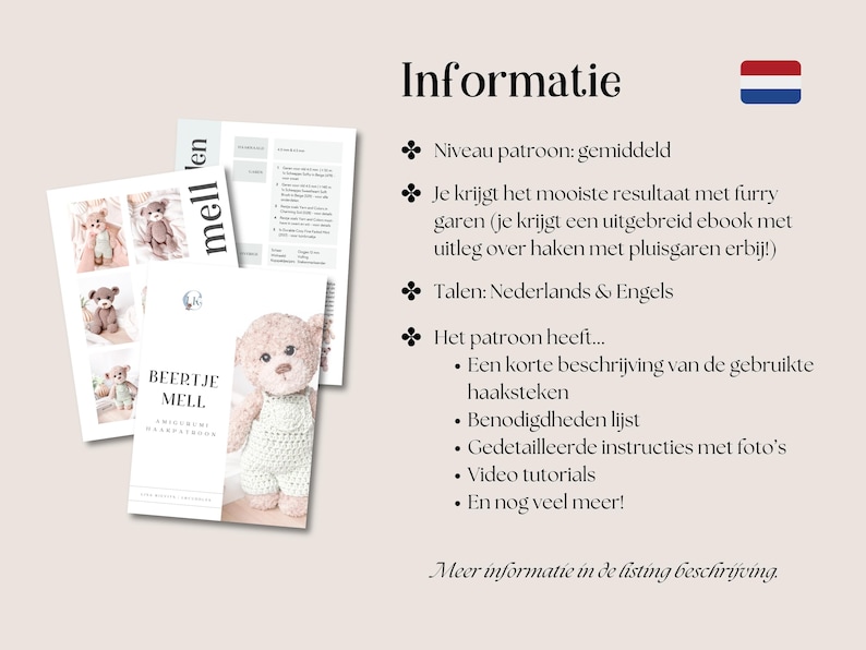 Crochet Pattern Mell the Bear | Amigurumi Teddy Bear Pattern Beginners ...