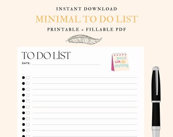 Minimal to Do List Printable Simple Tasks List Template - Etsy