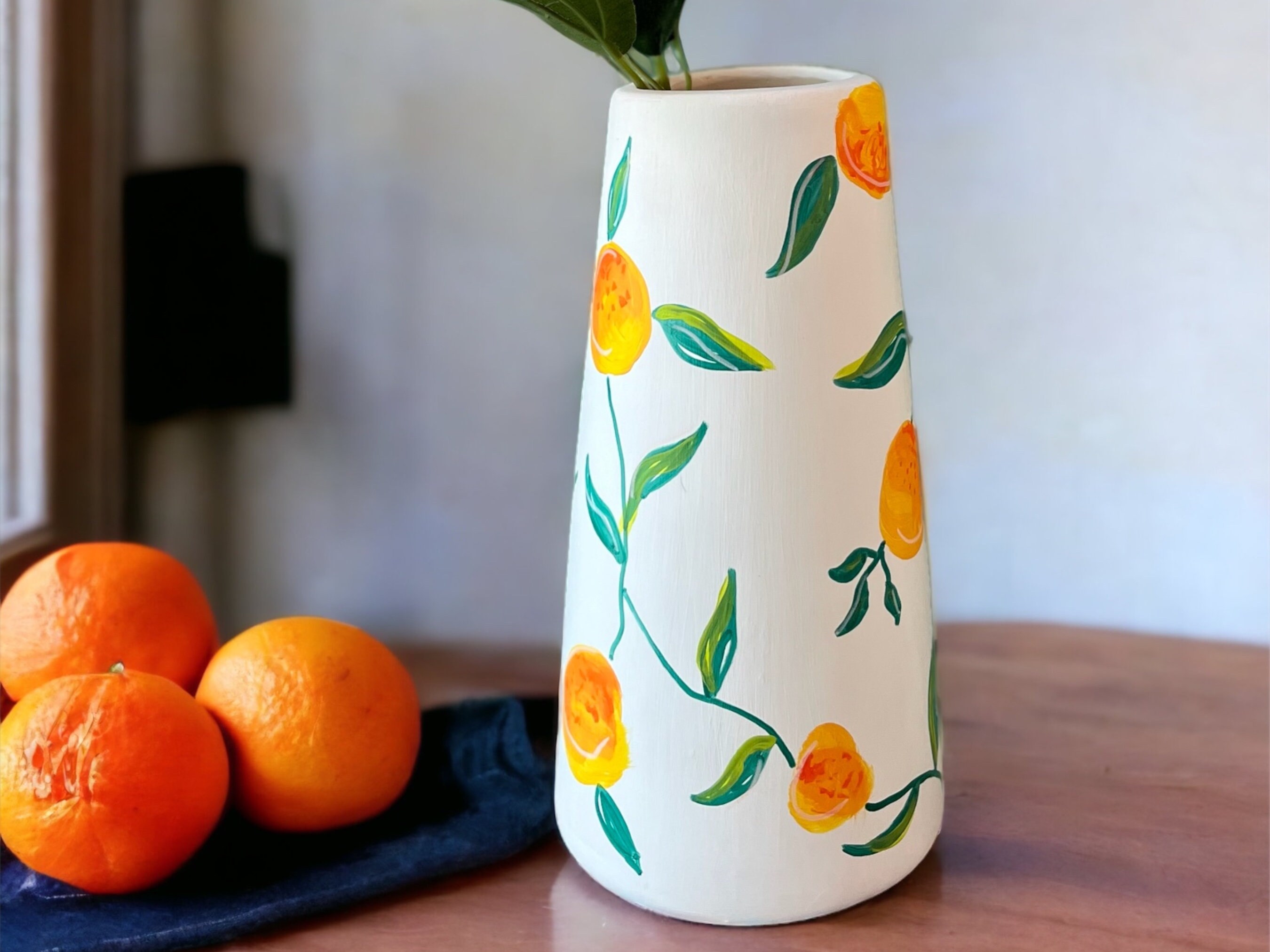 Orange Ceramic Vase , Handpainted Ceramic Vase Orange Vase - Etsy