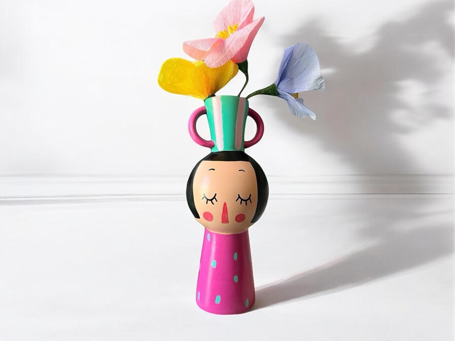 Hestia Vase | Ceramic Girl Face Vase | Hand-painted Ceramic Vase ...