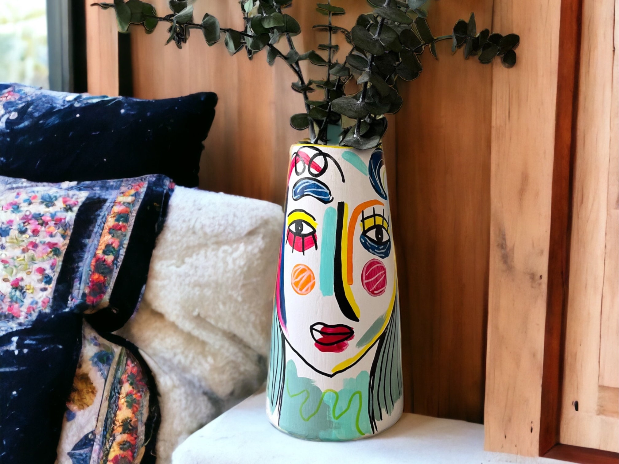 Ceramic Face Vase , Handpainted Ceramic Vase , Woman Face Vase - Etsy