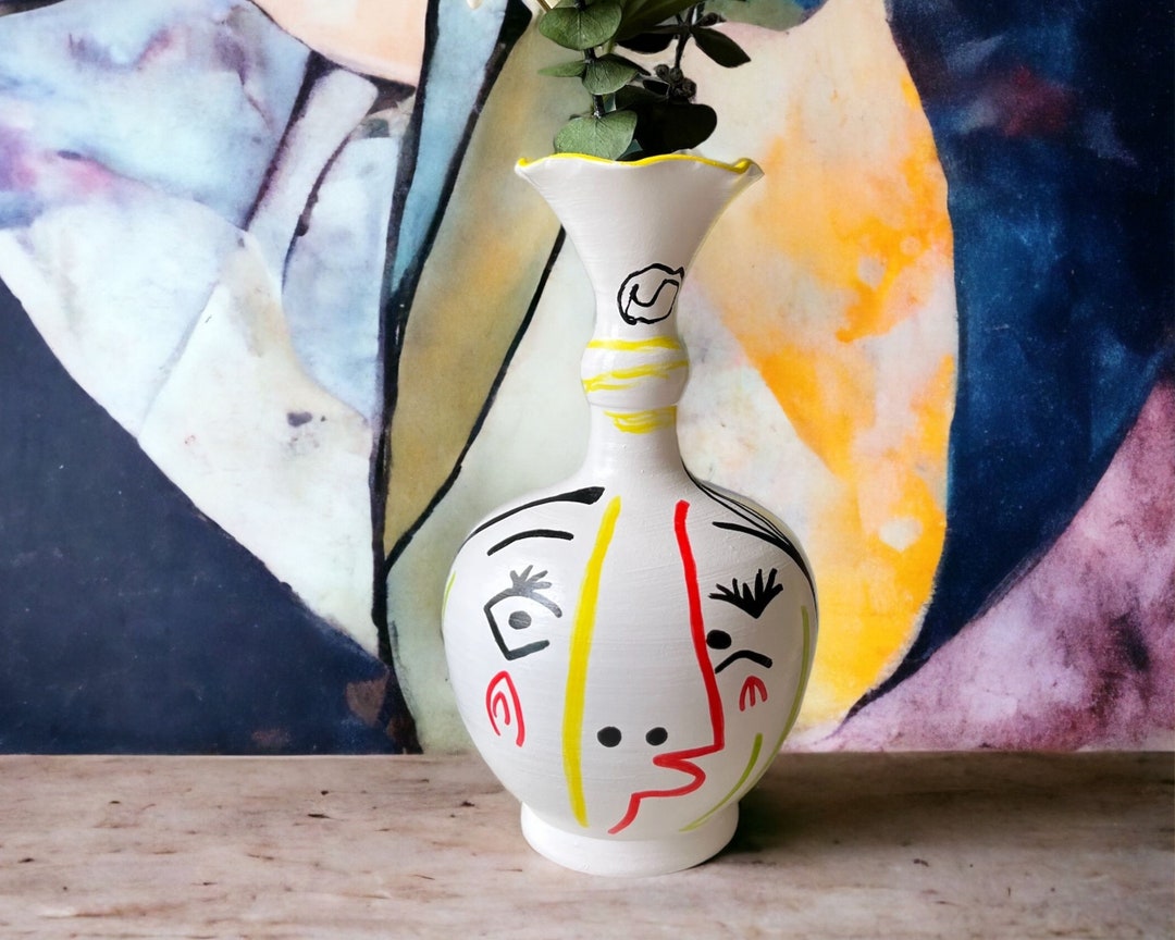 Picasso Art Ceramic Vase Handpainted Ceramic Vase Picasso - Etsy