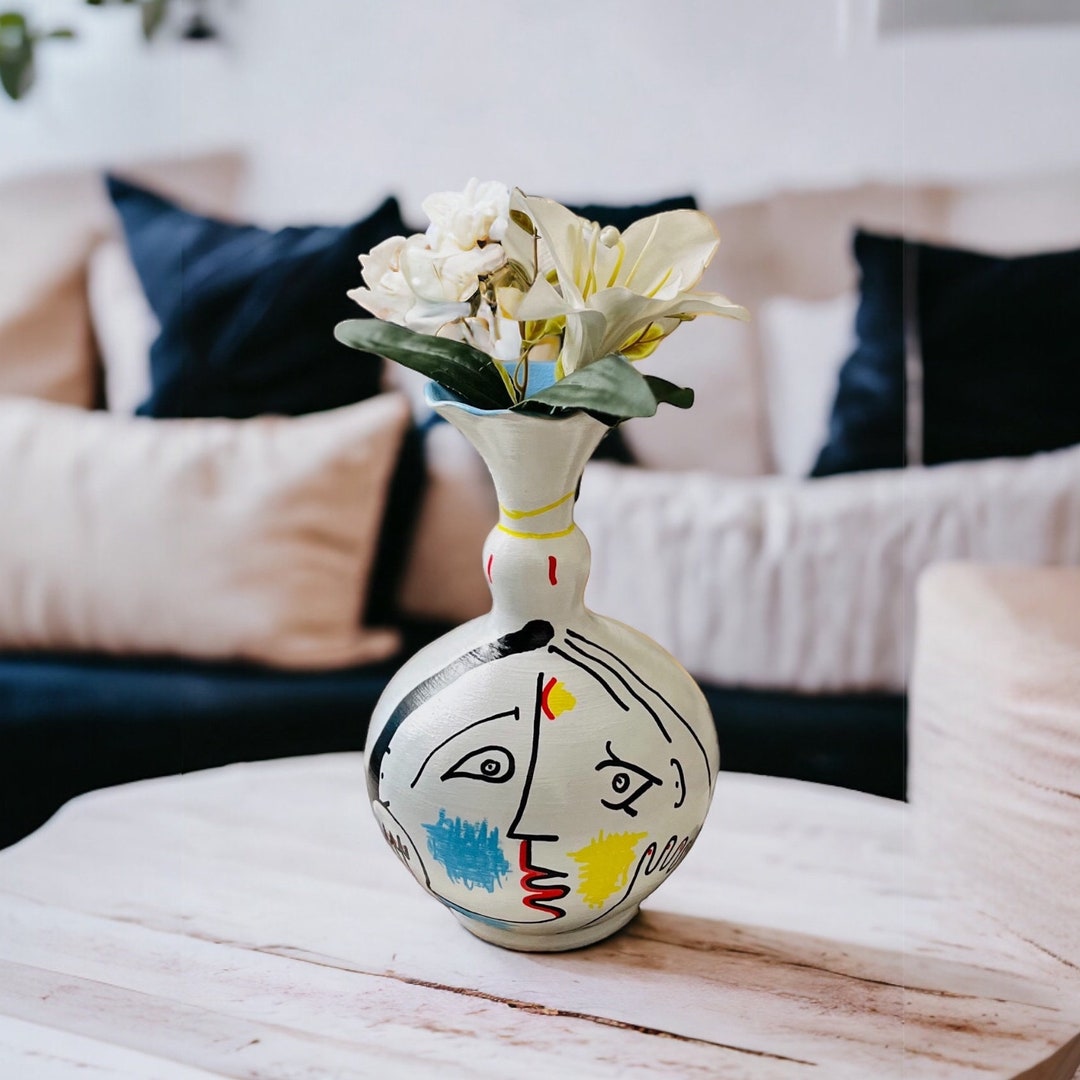 Picasso Ceramic Vase Hand-painted Ceramic Vase Picasso Art Unique Vase ...