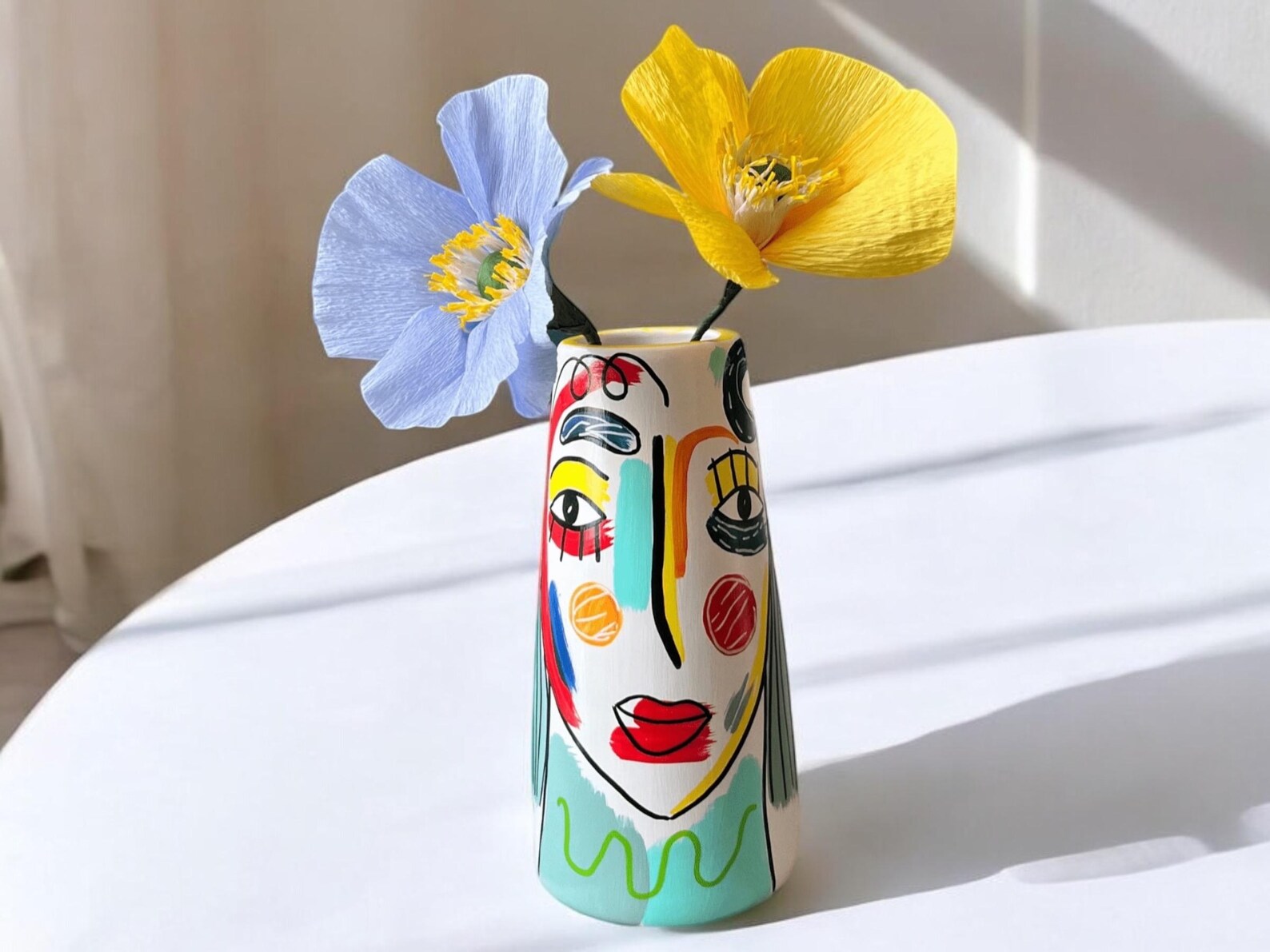 Ceramic Face Vase | Abstract | Hand-painted Ceramic Vase | Woman Face ...