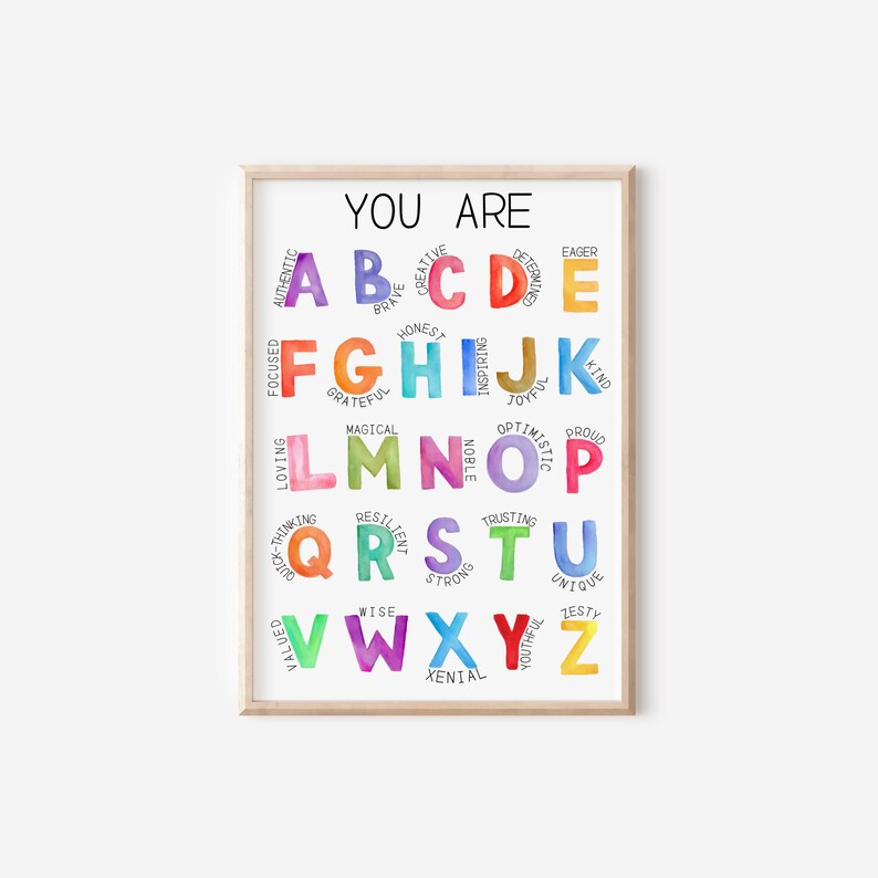 Alphabet Affirmation Poster: Watercolor ABC Wall Art (digital Download ...