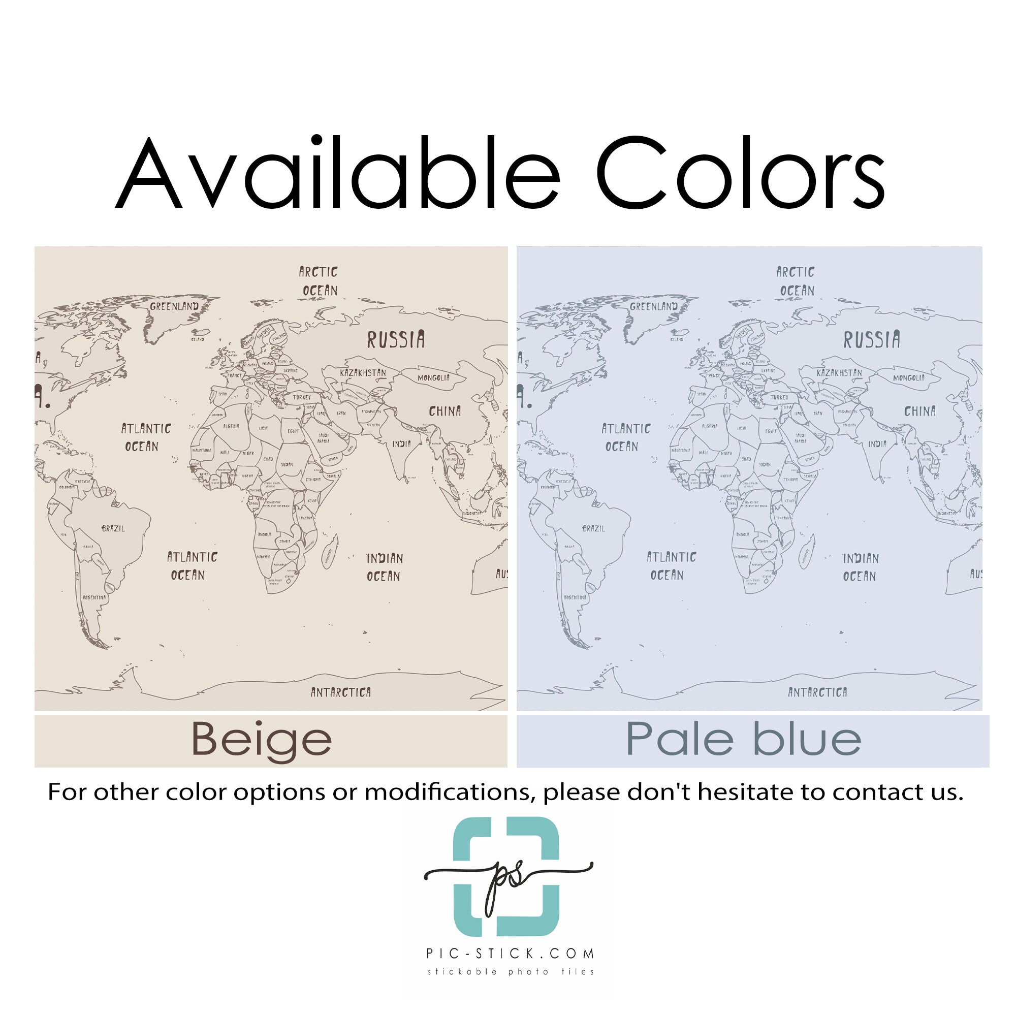 Neutral Soft World Map Wallpaper Mural, Non Woven, Custom Size ...