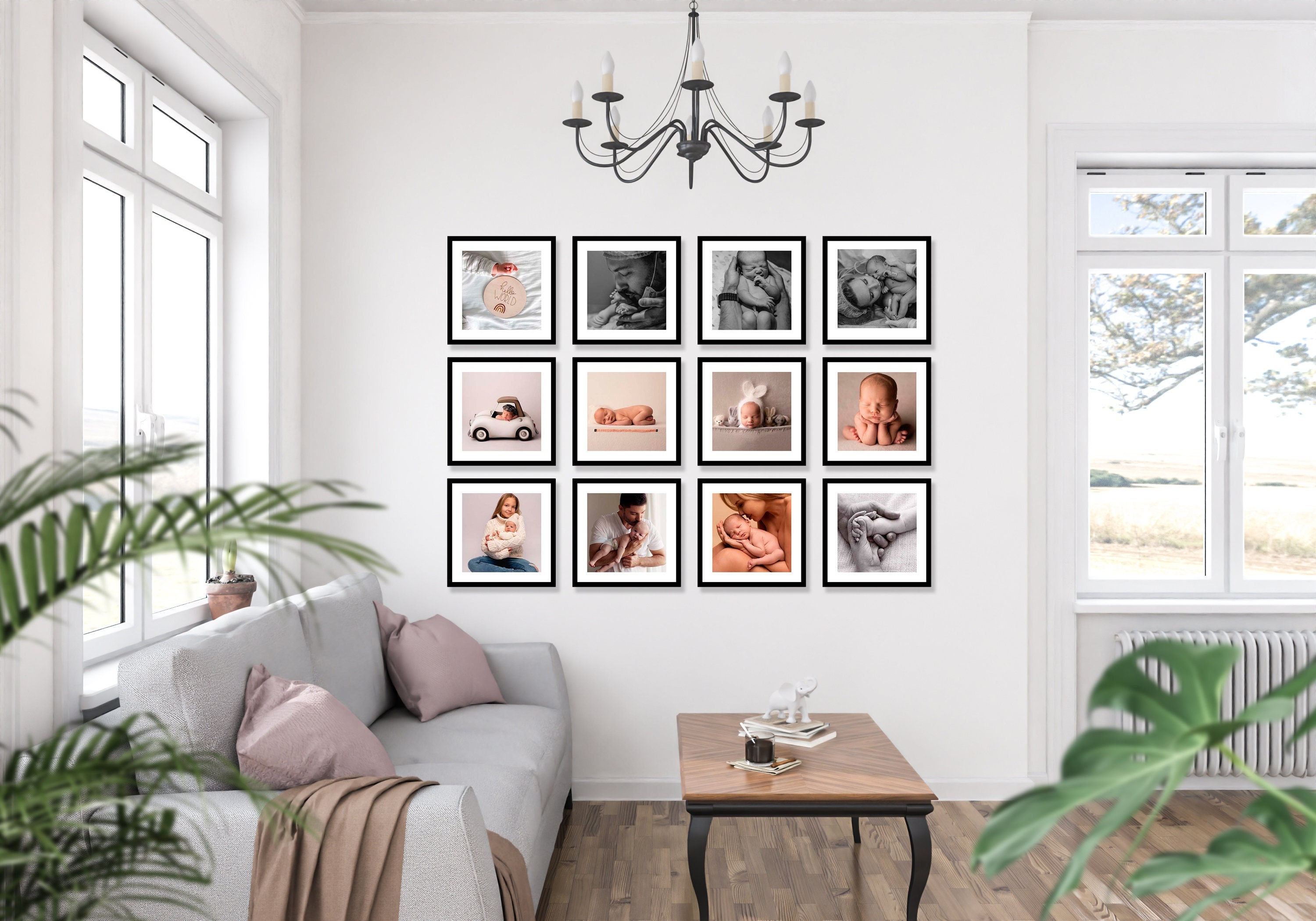 Gallery Wall Kit Square CUSTOM Photo Bundle, Framed Photo Wall Tiles ...