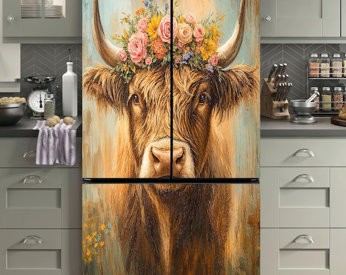 Cow Barn Fridge Wrap, Farmhouse Refrigerator Wrap Vinyl Side by Side ...
