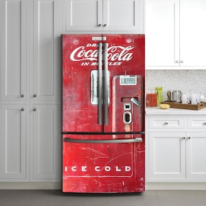 Retro Coca Cola Fridge Wrap – Peel & Stick Decal, Custom Size for Side ...