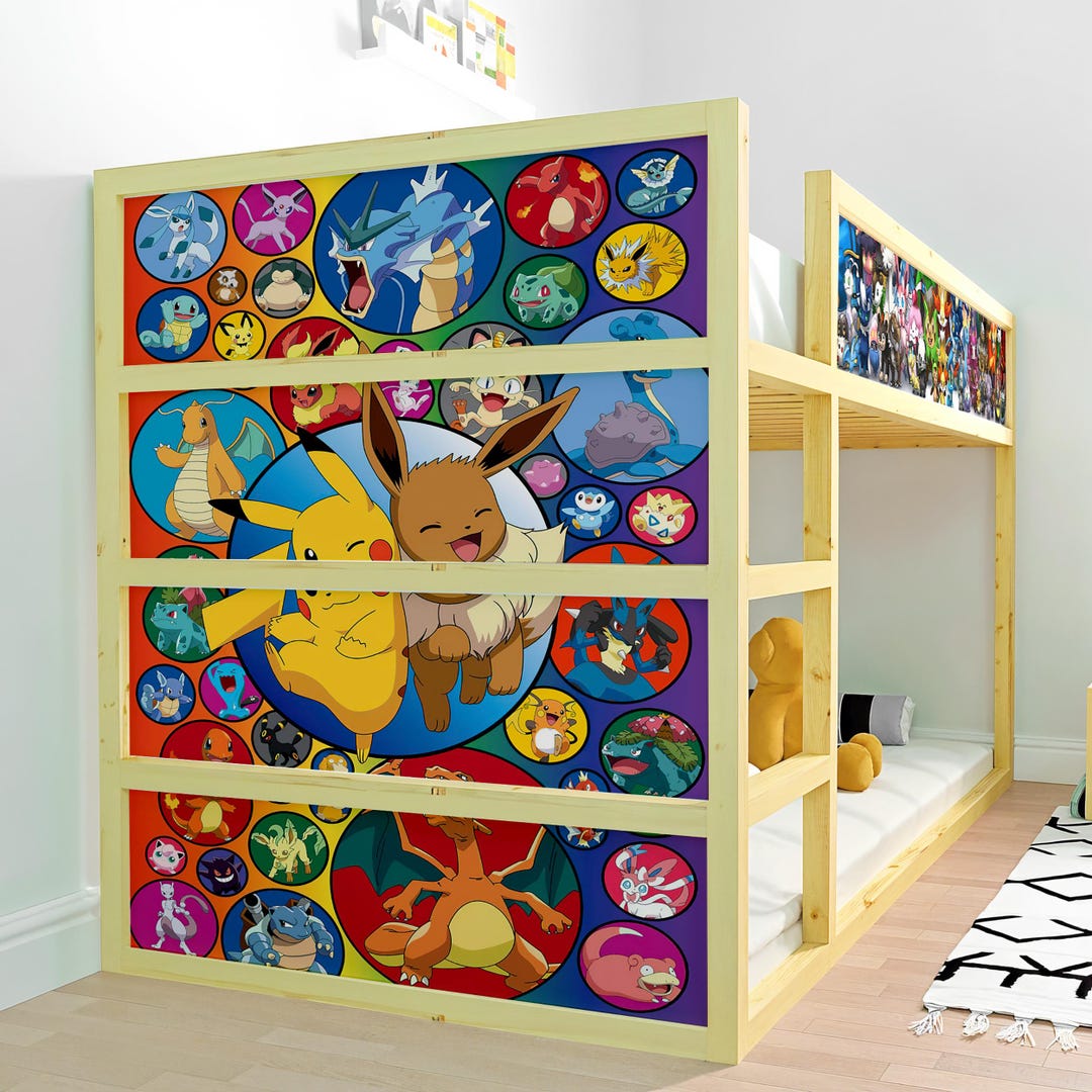 Pokemon Anime IKEA KURA Bed Decals – Removable Vinyl Stickers | Peel ...