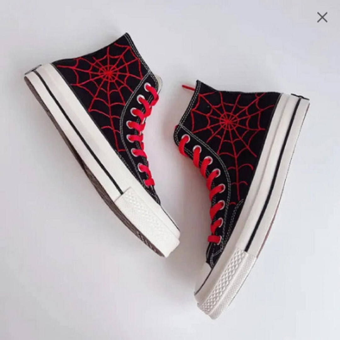 Custom Hand Embroidery Spider Web Converse High Tops 1970s Custom Hand ...
