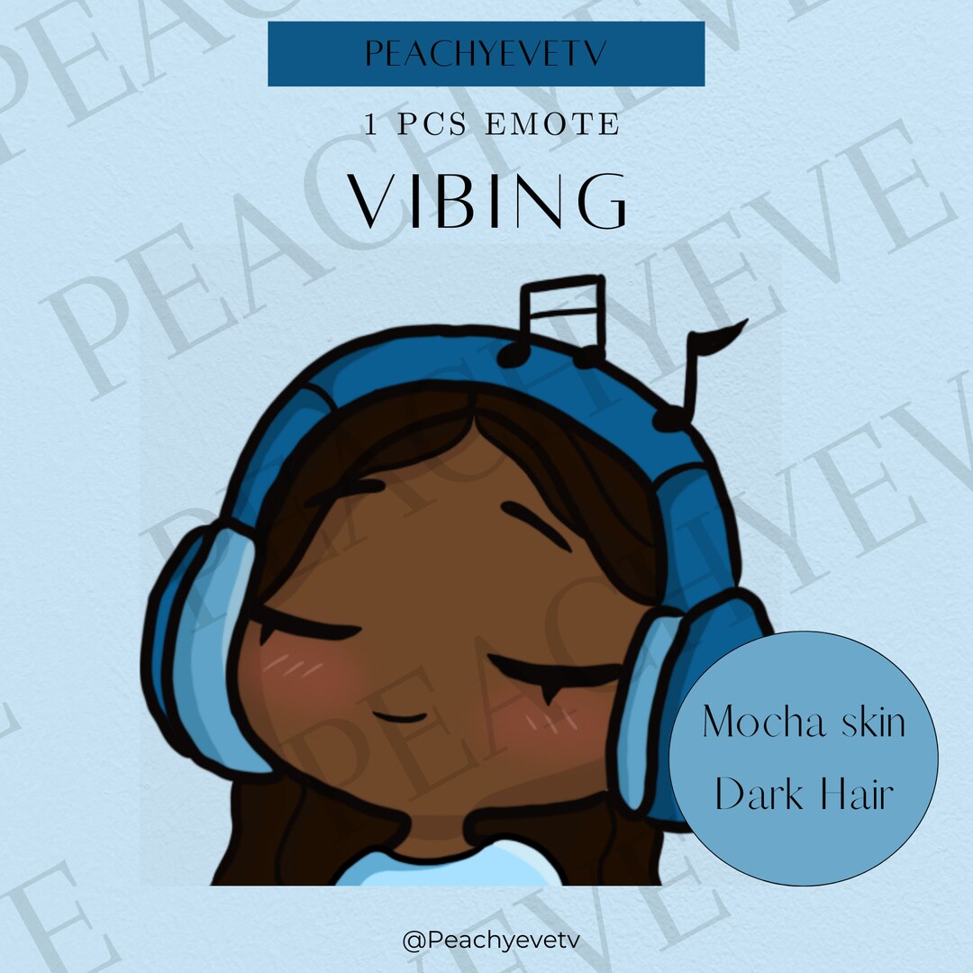 Vibing Chibi Emote Mocha Skin Dark Hair - Etsy