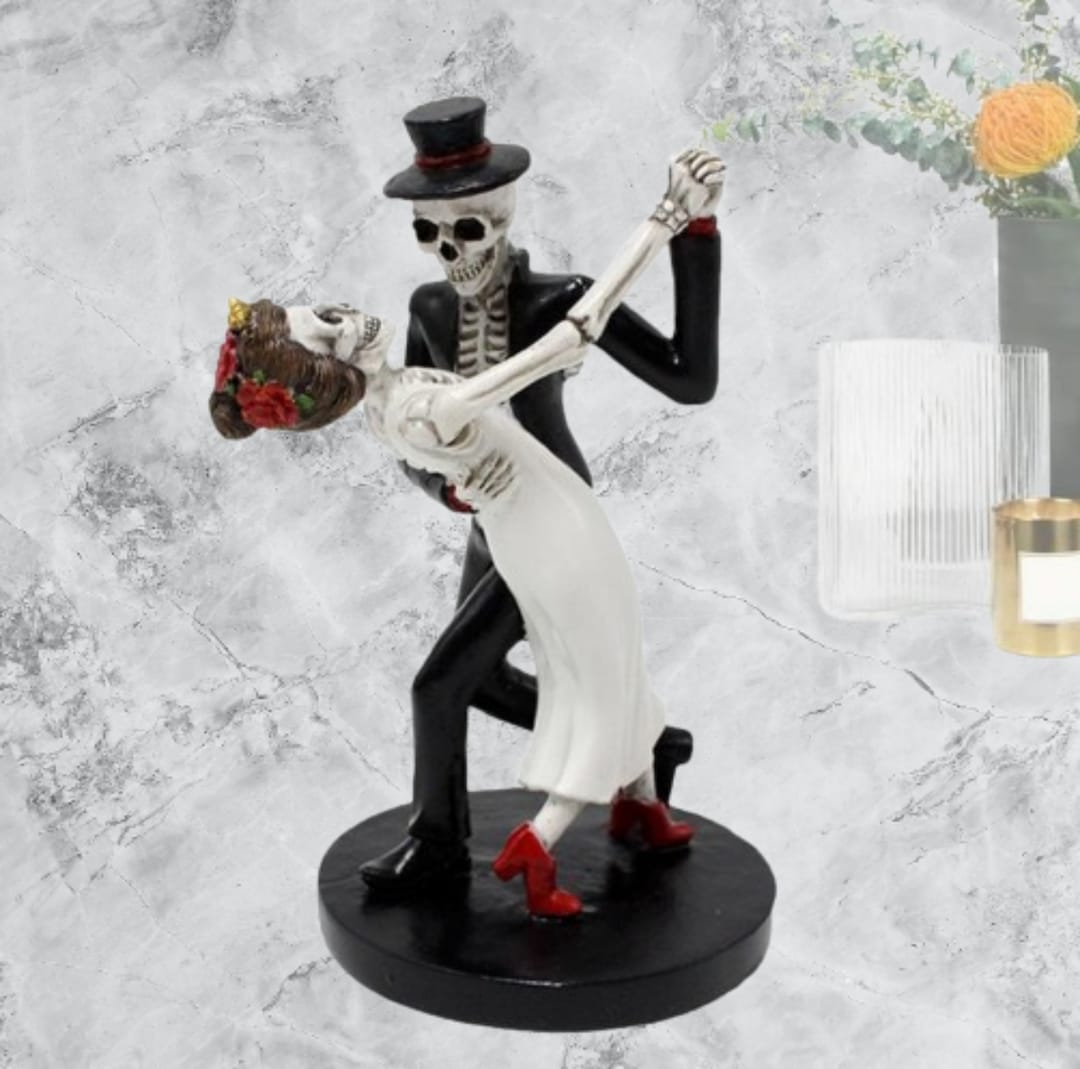 Sugar Skull Couple Dancing Figure Skeleton Couple Statue Mini Resin ...