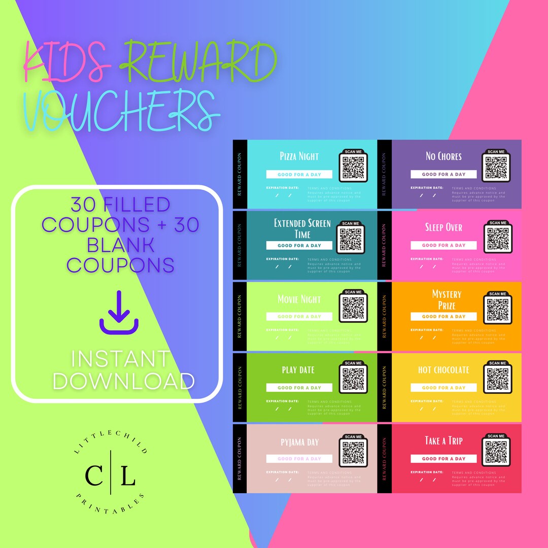Weekend / School Holiday Kids Reward Coupon Vouchers - Etsy