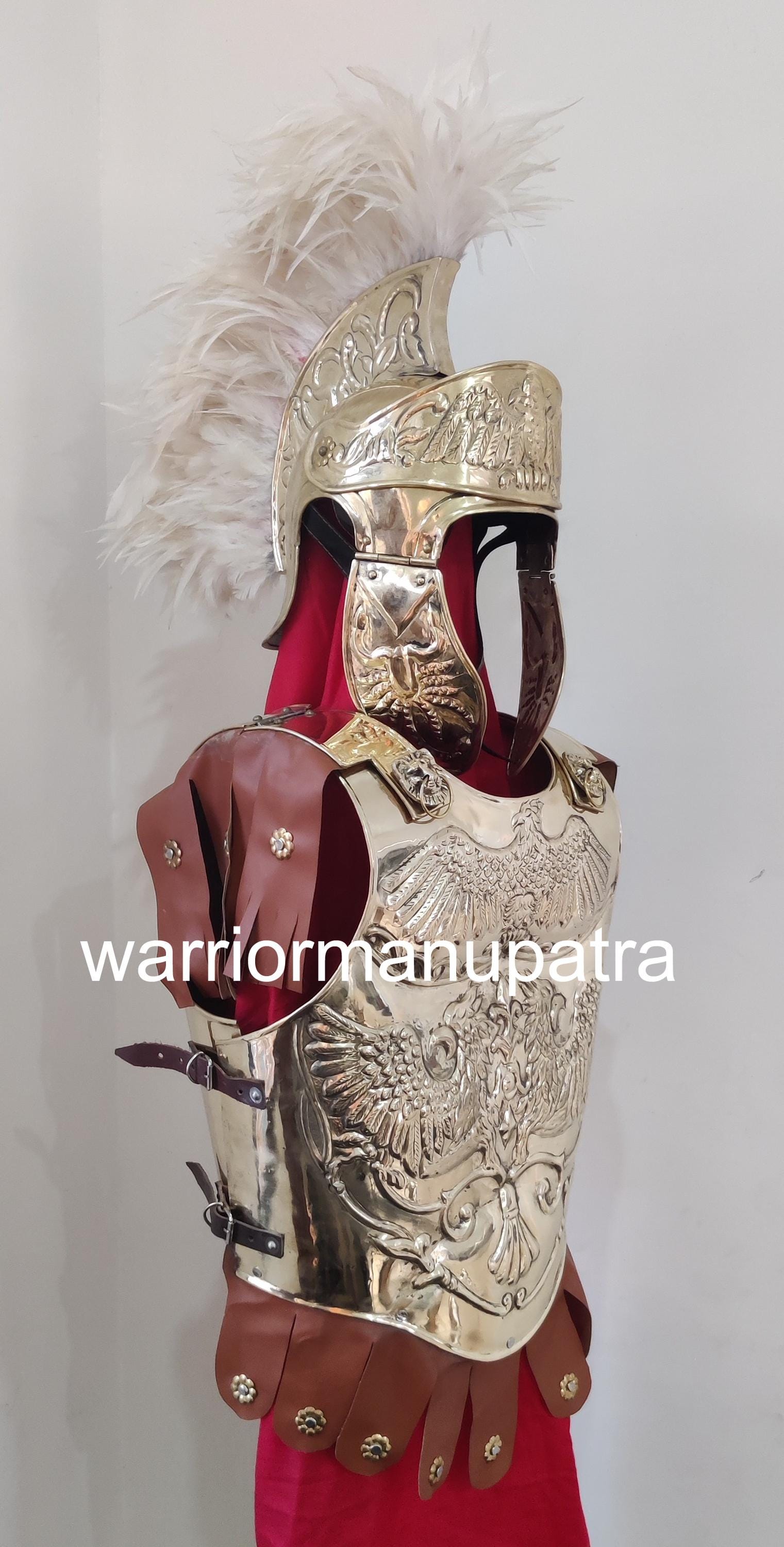 Brass Medieval Roman 18 Gauge Larp Reenactment | Cuirass With Roman ...