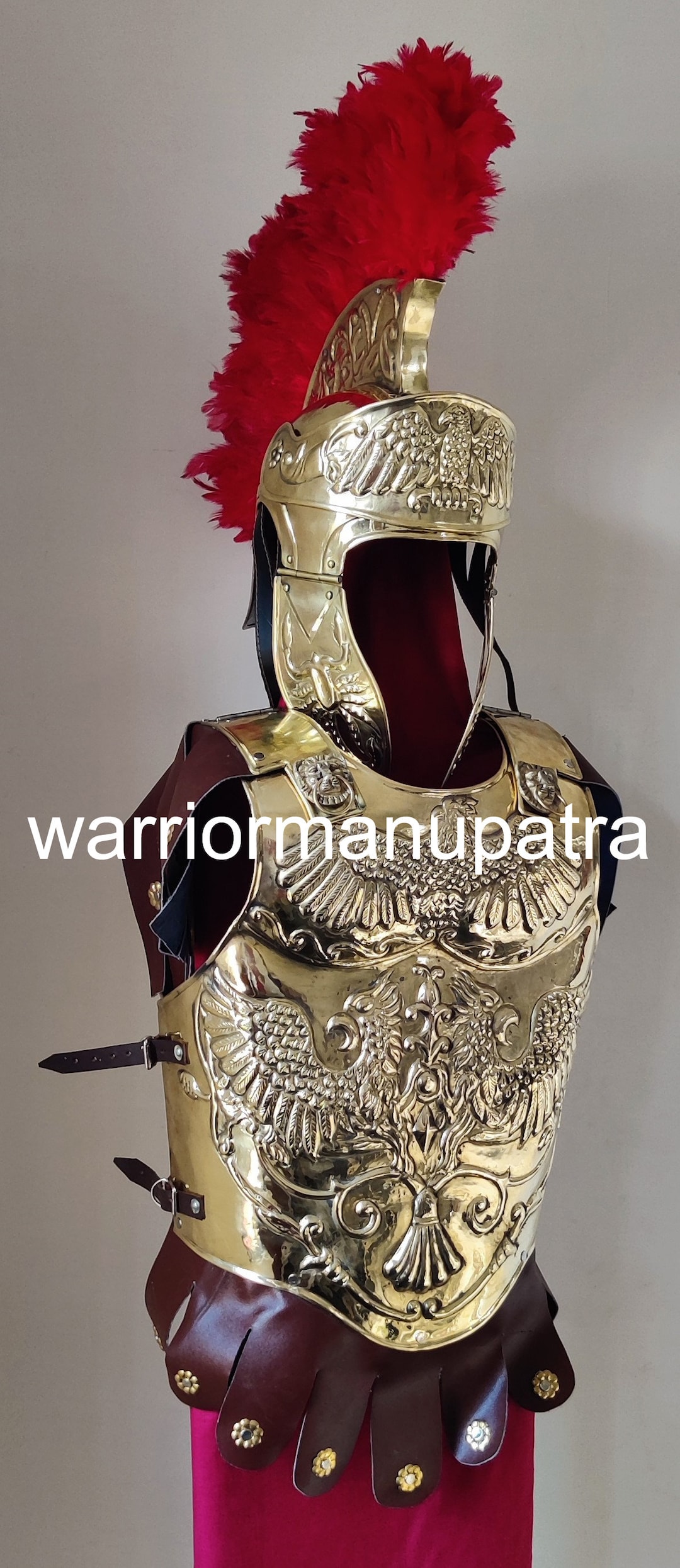 Brass Medieval Roman 18 Gauge Larp Reenactment | Cuirass With Roman ...
