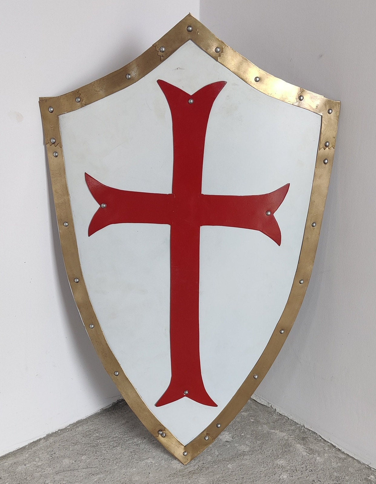 28 Inches Mattel Shield, Wall Decorative Shield Hand Painted Crosse ...