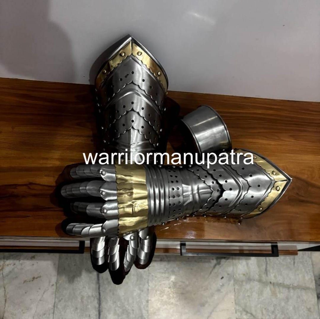 Armor Pair Brass Medieval Knight Crusader Gauntlet Gloves - Etsy