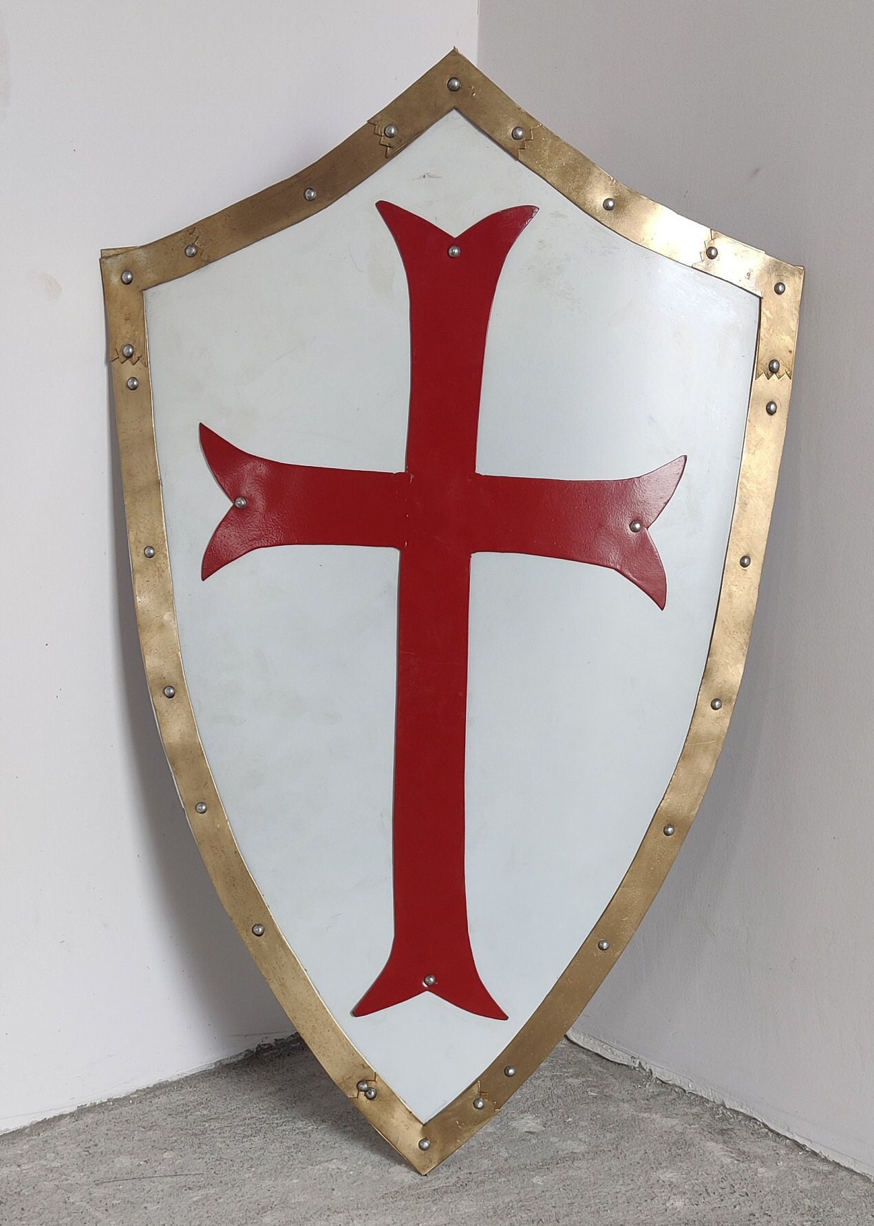 28 Inches Mattel Shield, Wall Decorative Shield Hand Painted Crosse ...