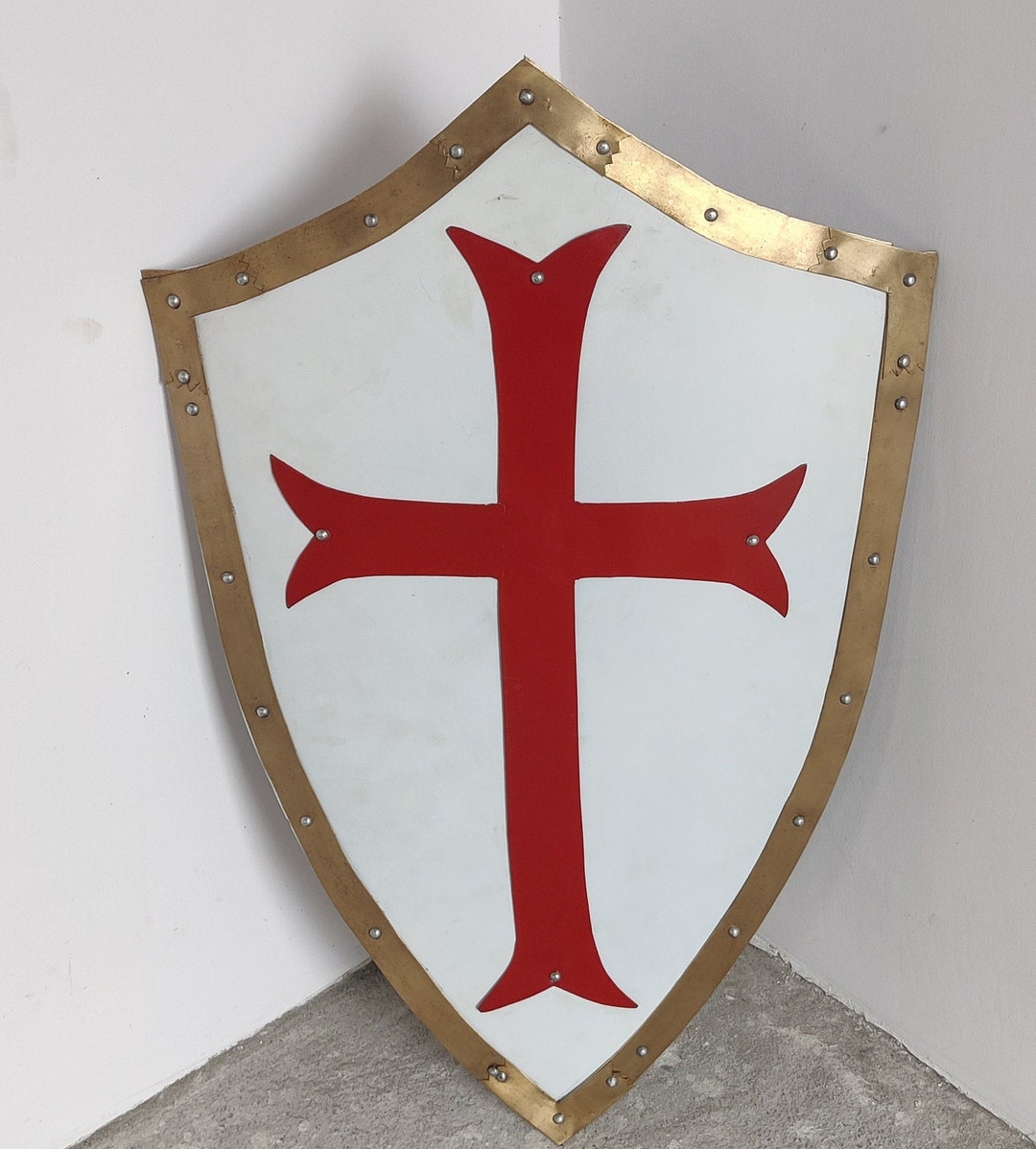 28 Inches Mattel Shield, Wall Decorative Shield Hand Painted Crosse ...