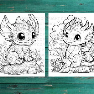 25 Baby Woodland Dragon Coloring Page Book, Adults + Kids- Fantasy ...