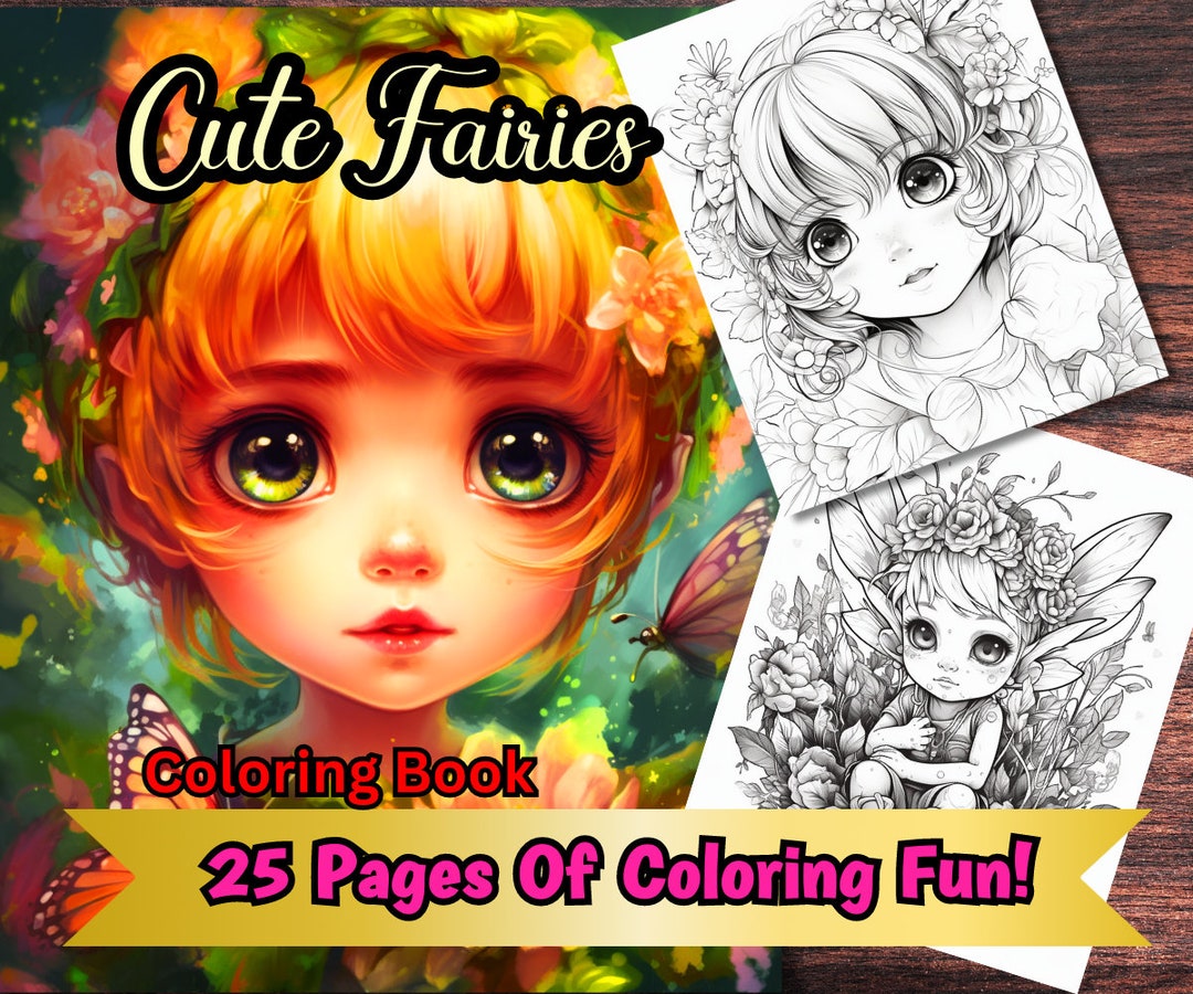 25 Cute Forest Fairy Girls Fantasy Anime Coloring Page, Adults + Kids ...