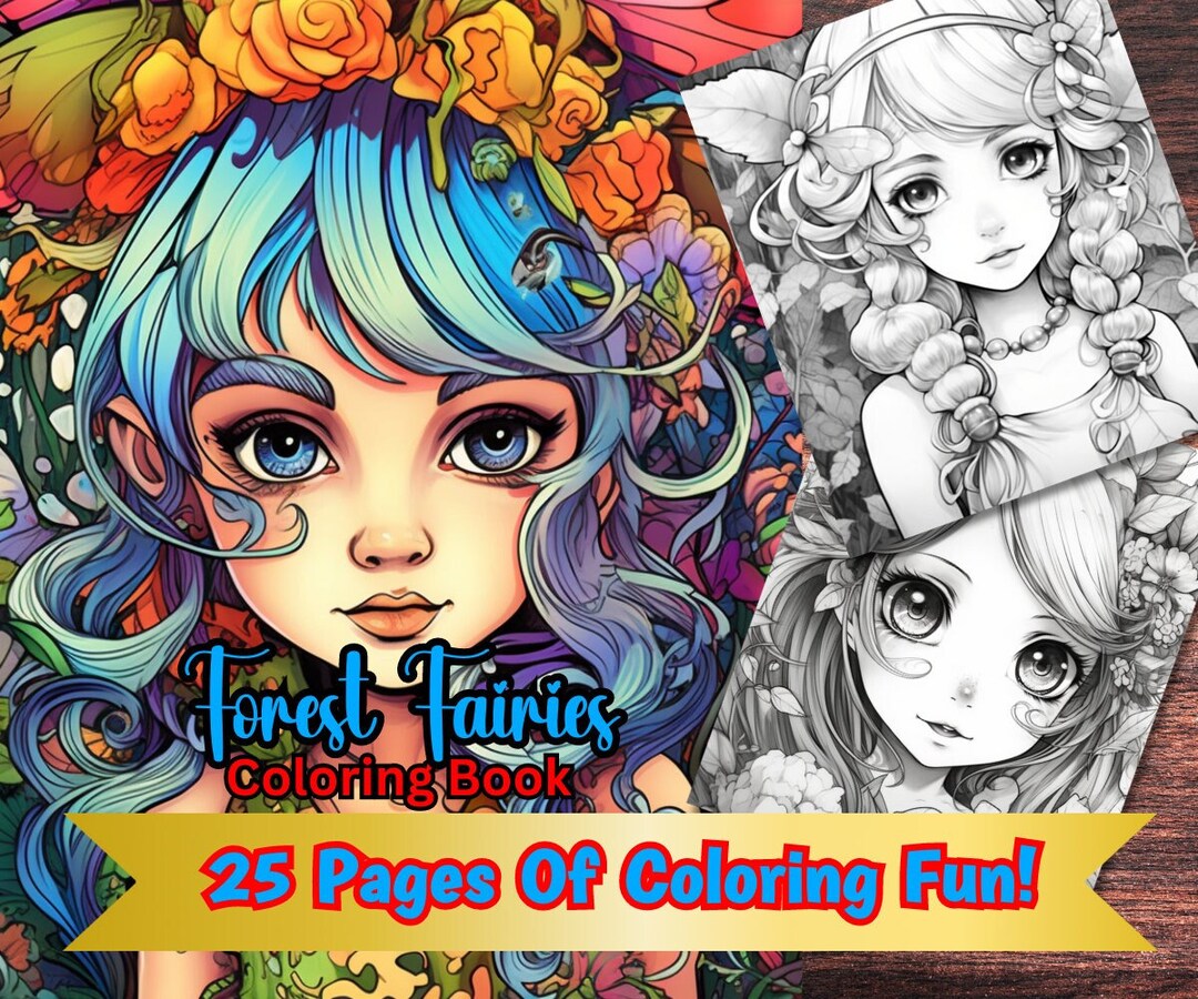 25 Forest Fairy Girls, Fantasy Anime Coloring Pages, Adults + Kids ...
