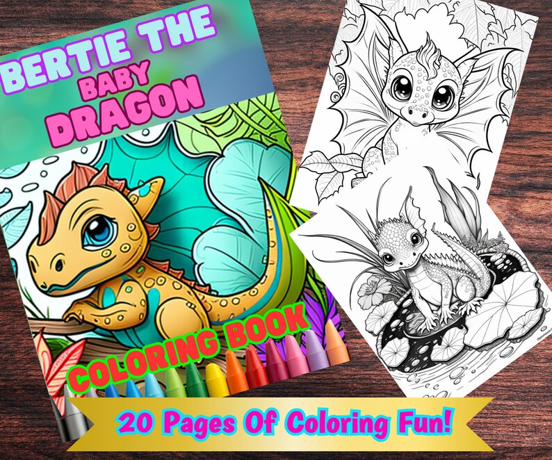 Kids Coloring Book, Baby Dragon Coloring Page, Adult Coloring Page ...