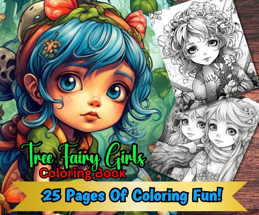 25 Tree Fairy Coloring Pages Plus Covers & Pages. Coloring Book for ...