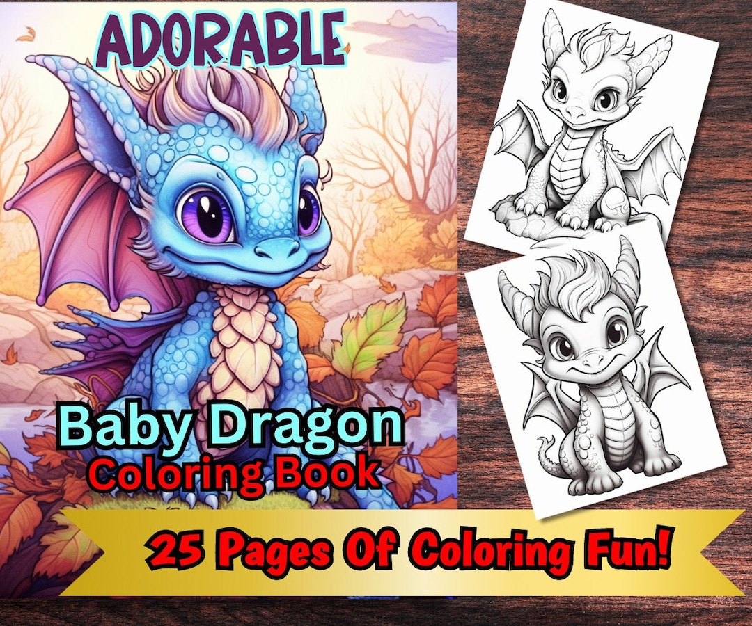25 Adorable Baby Dragon Coloring Pages-sheets, Instant Download ...