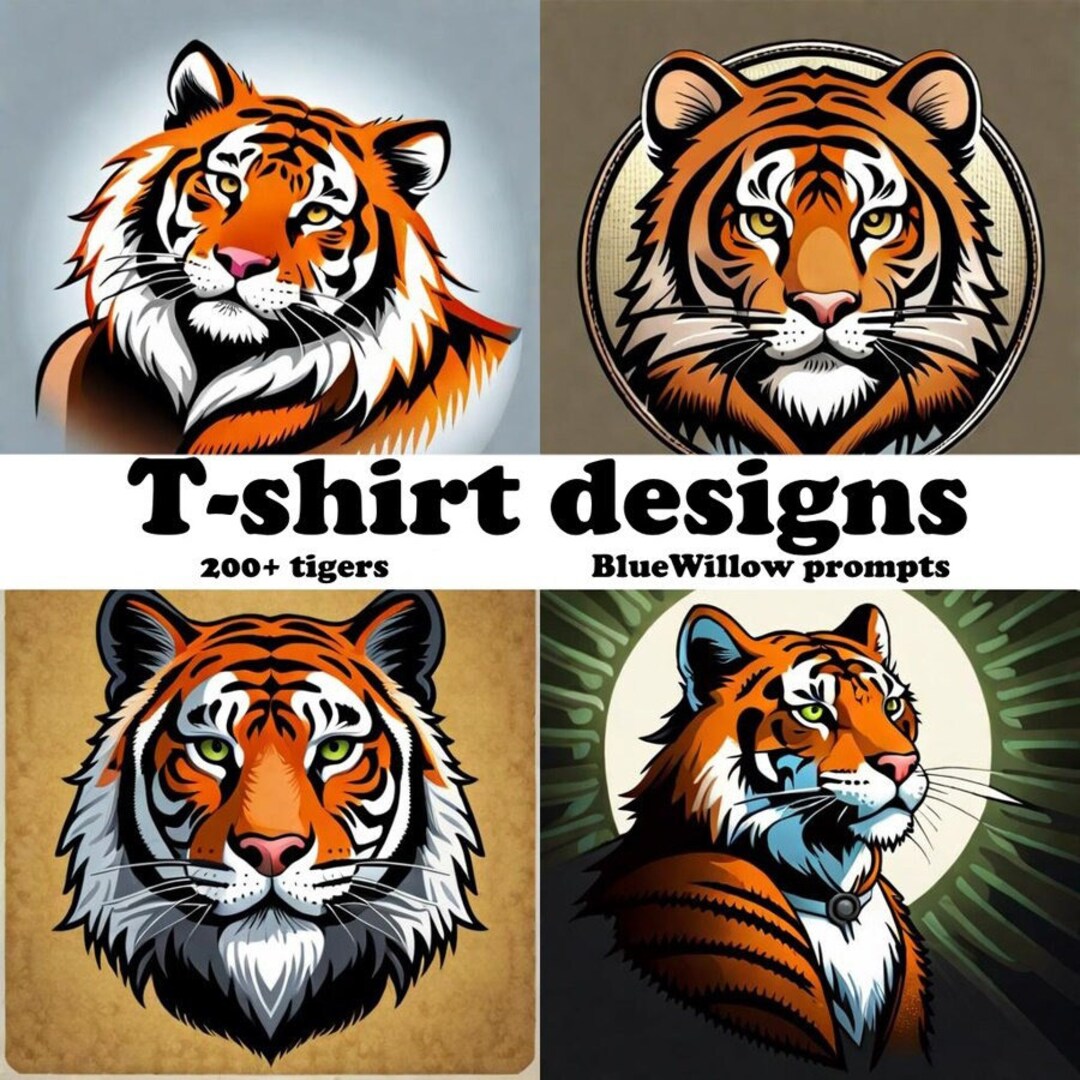 200 Tigers Design Prompts AI Art Bluewillow Prompt - Etsy
